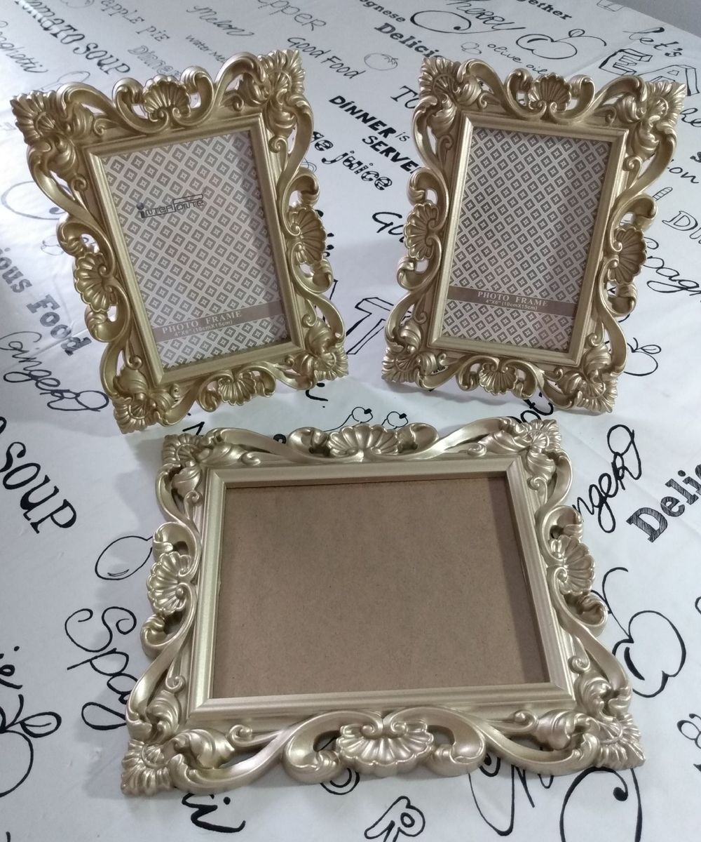 Três Porta Retratos Dourados Item De Decoração Usado 39579534 Enjoei