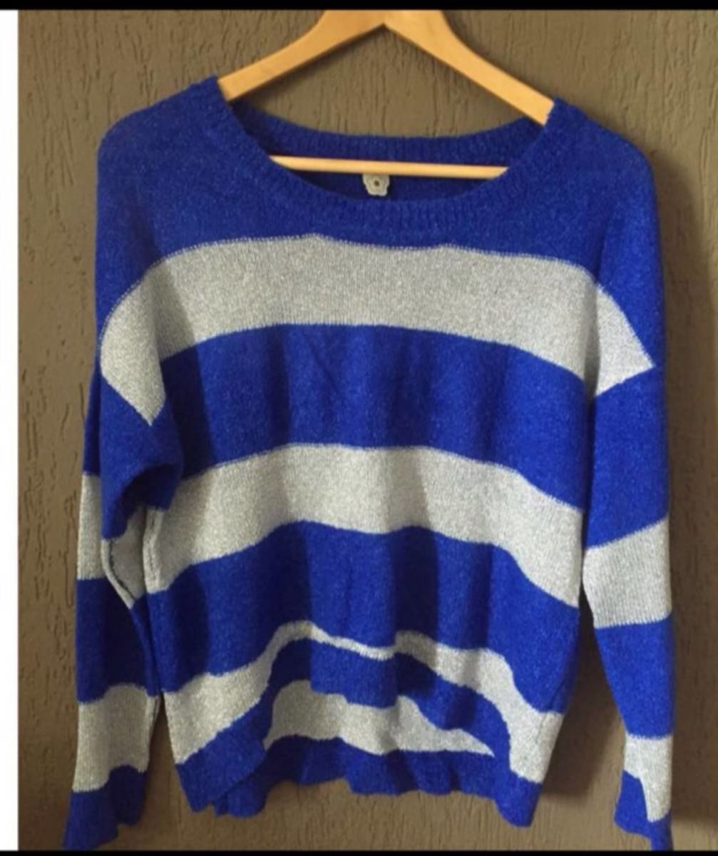 Tricot Farm Azul e Prata | Casaco Feminino Farm Usado 20382338 | enjoei