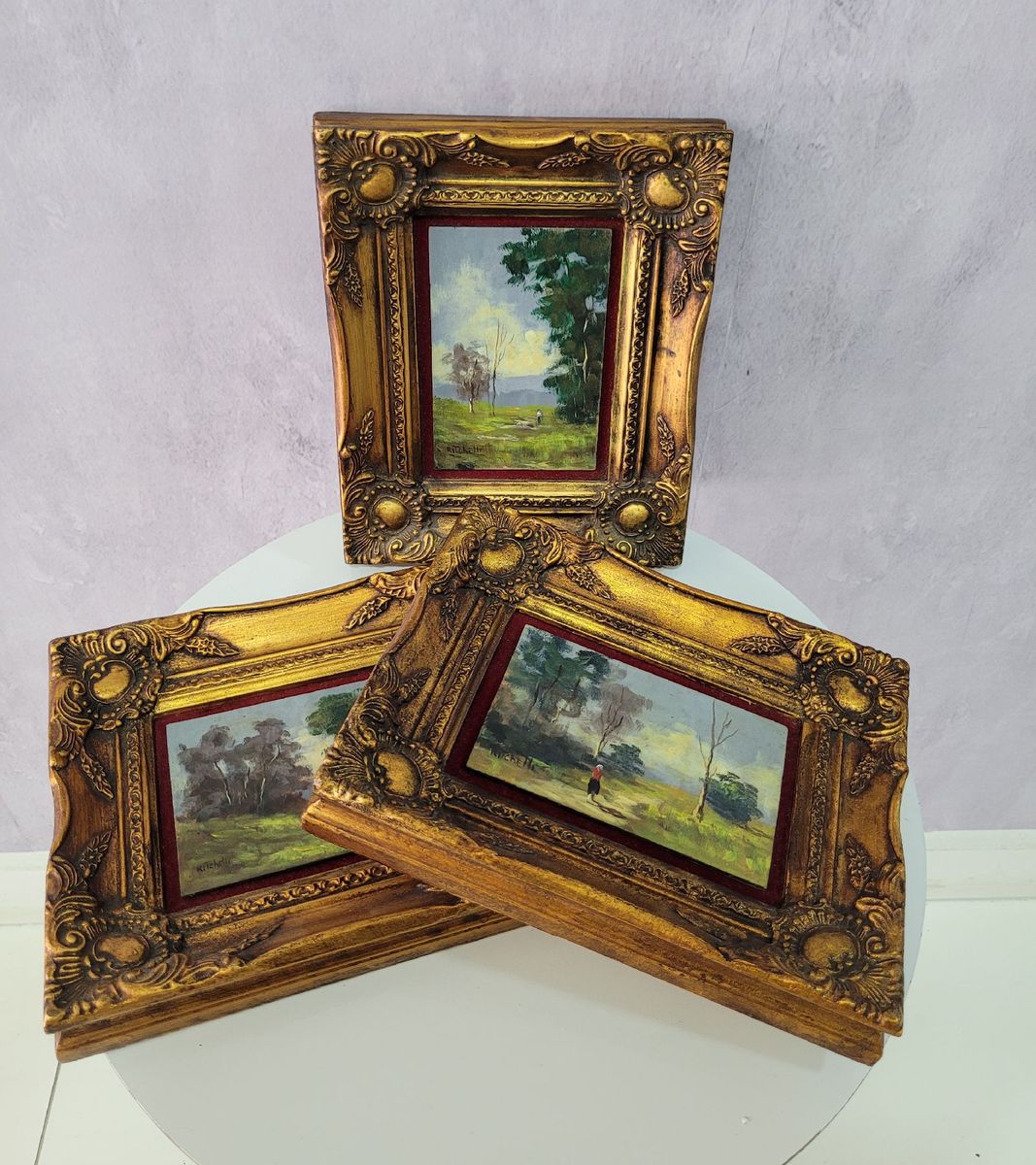 Trio De Quadros Antigos Richelli Móvel De Antiquário Richelli Usado