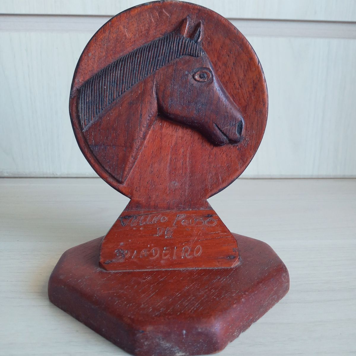 Troféu Antigo Campeiro Escultura em Madeira de Campeonato de Laço para ...