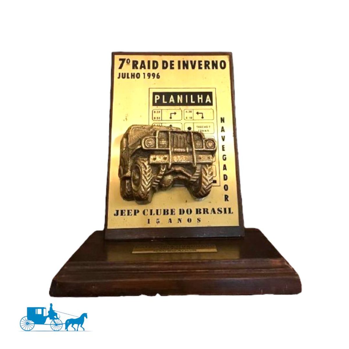 Troféu Antigo de Bronze e Madeira Jeep 7° Raid de Inverno - Primeiro ...
