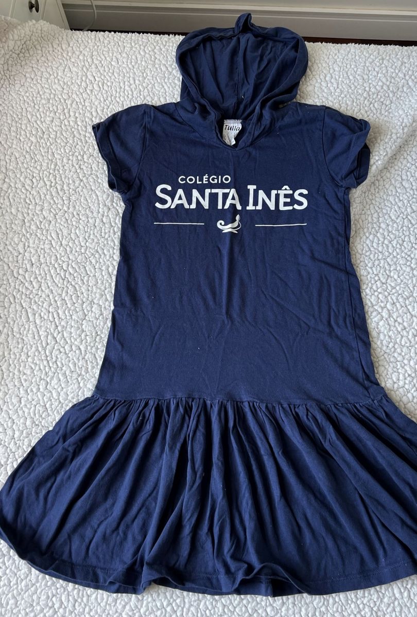 Uniforme Colégio Santa Inês - Vestido Azul Marinho com Capuz Tamanho 14 ...
