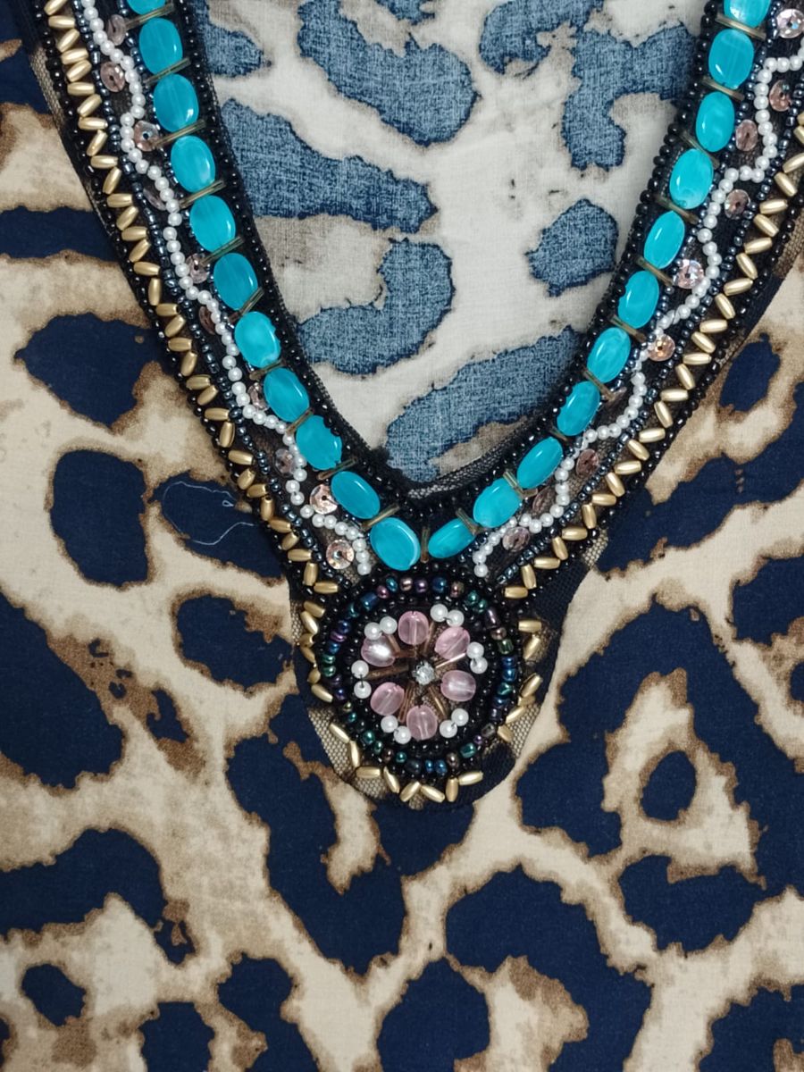 Vestido Bata Print com Colar | Vestido Feminino Ms Usado 117188088 | enjoei