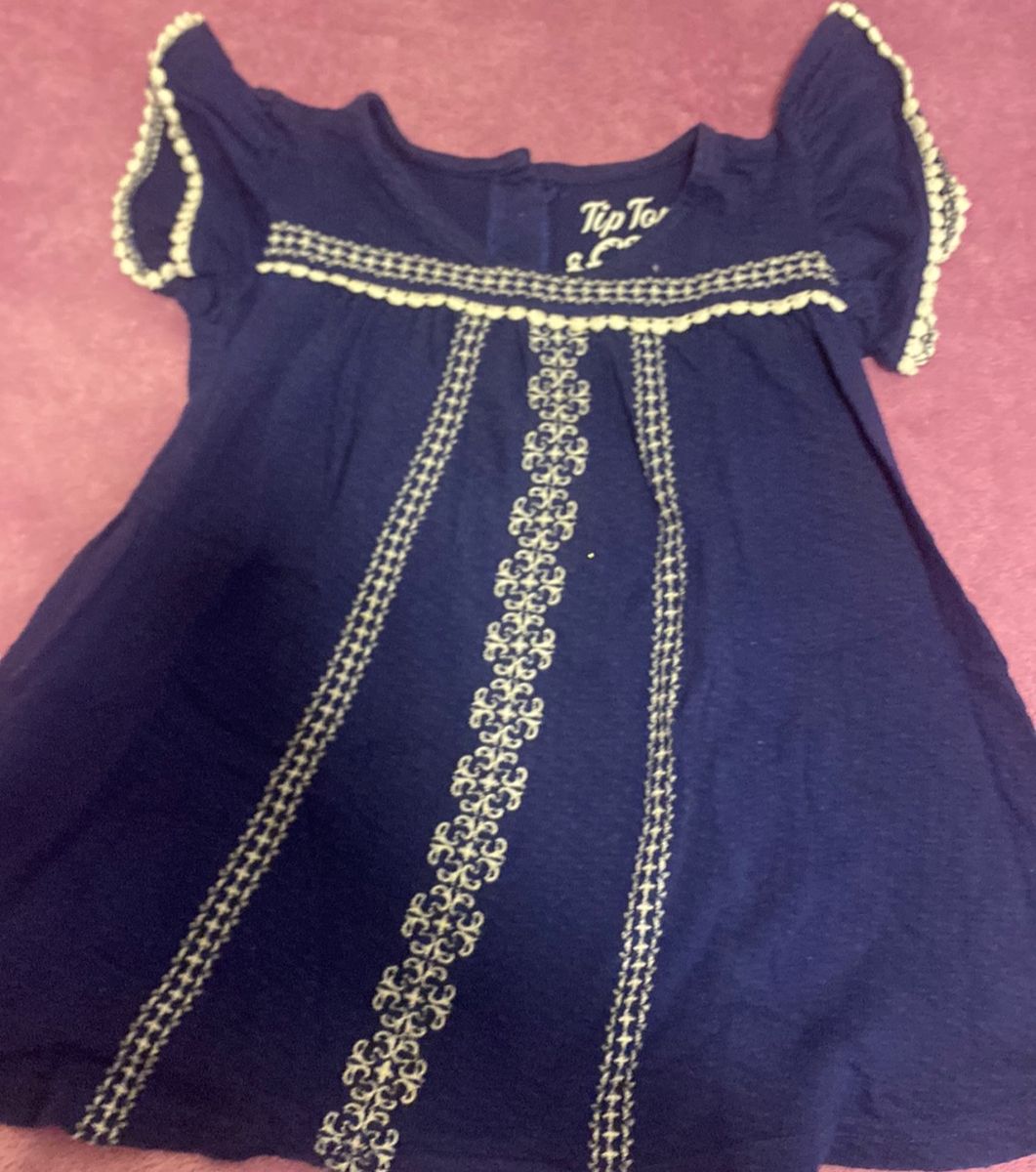 Vestido / Bata Tio Top Azul Marinho com Lindo Bordado - Tam 4 | Roupa ...