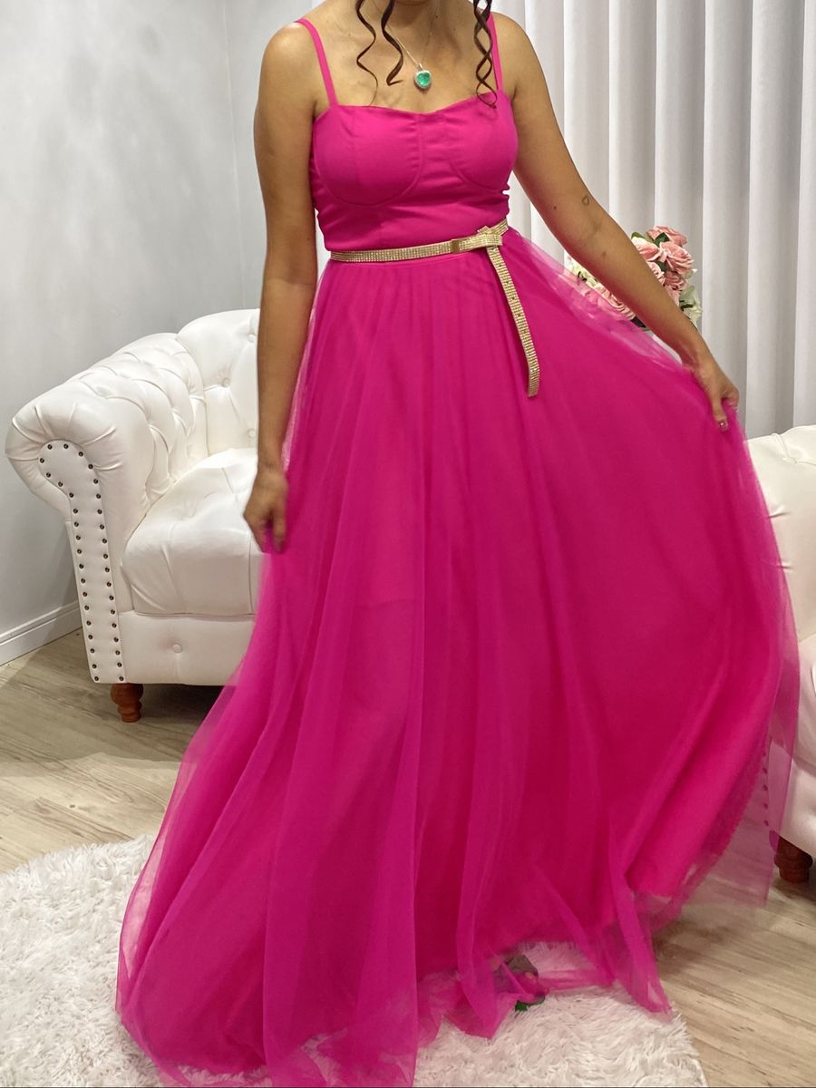 Vestido de Festa Rosa Pink | Vestido de Festa Feminino Miss7 Nunca ...