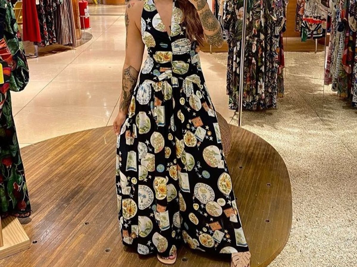 Vestido Farm Estampado com Amarração No Pescoço - P | Vestido Feminino ...