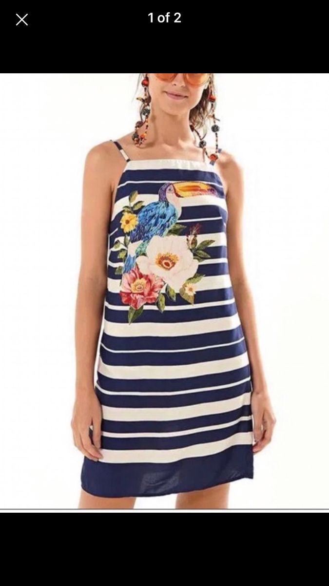 Vestido Farm Novo Tucano Azul e Branco | Vestido Feminino Farm Nunca ...