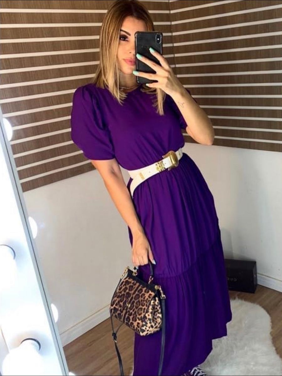 Vestido Inspired Zara Roxo | Vestido Feminino Inspired Zara Nunca Usado ...