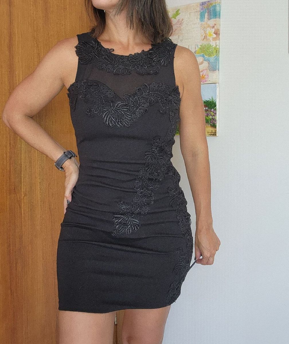 Vestido Justo Preto com Renda Eagle Rock | Vestido Feminino Eagle Rock Usado 126780494 | enjoei