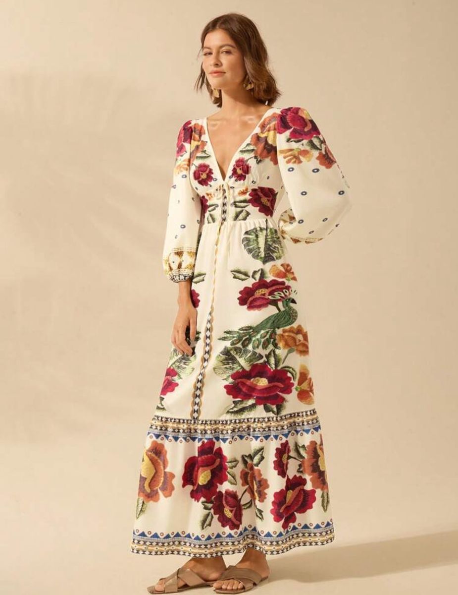 Vestido Longo Boho | Vestido Feminino Tipo Farm Usado 126590261 | enjoei