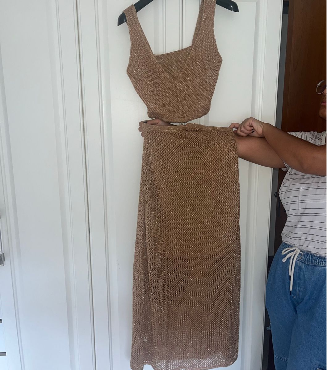 Vestido Longo Bronze Brilhante com Elasticidade | Vestido de Festa ...