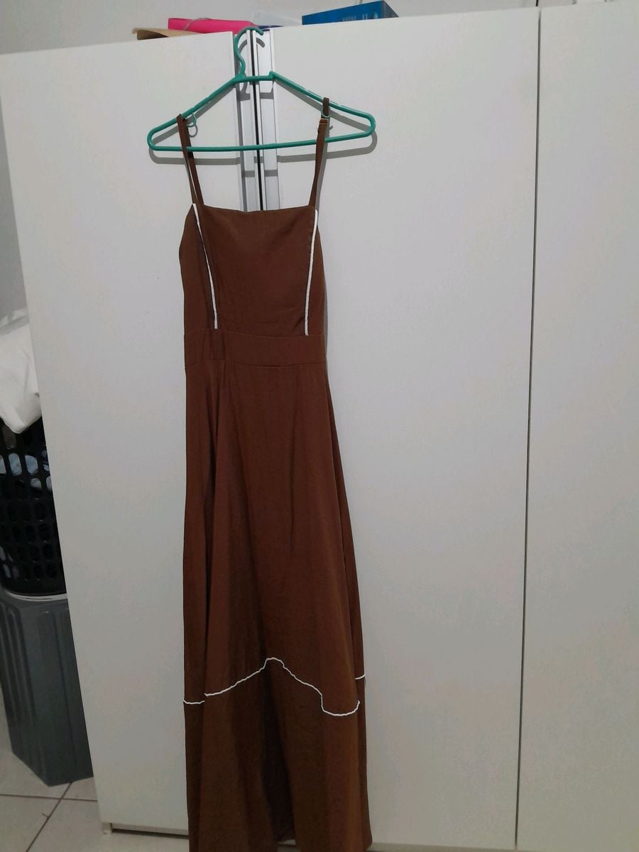 Vestido Longo Marrom com Bojo | Vestido Feminino Usado 143584596 | enjoei