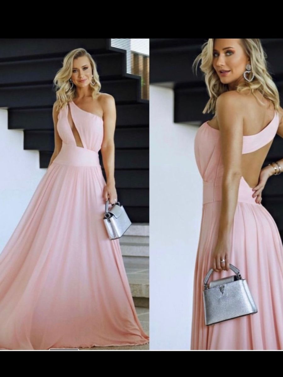 Vestido Longo Rose Fluido Ideal para Madrinhas e Casamento No Civil ...