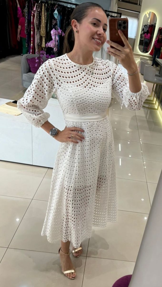 Vestido Mídi em Laise Off-white Ave Rara Tamanho 38 | Vestido Feminino Ave Rara Usado 112305200 ...