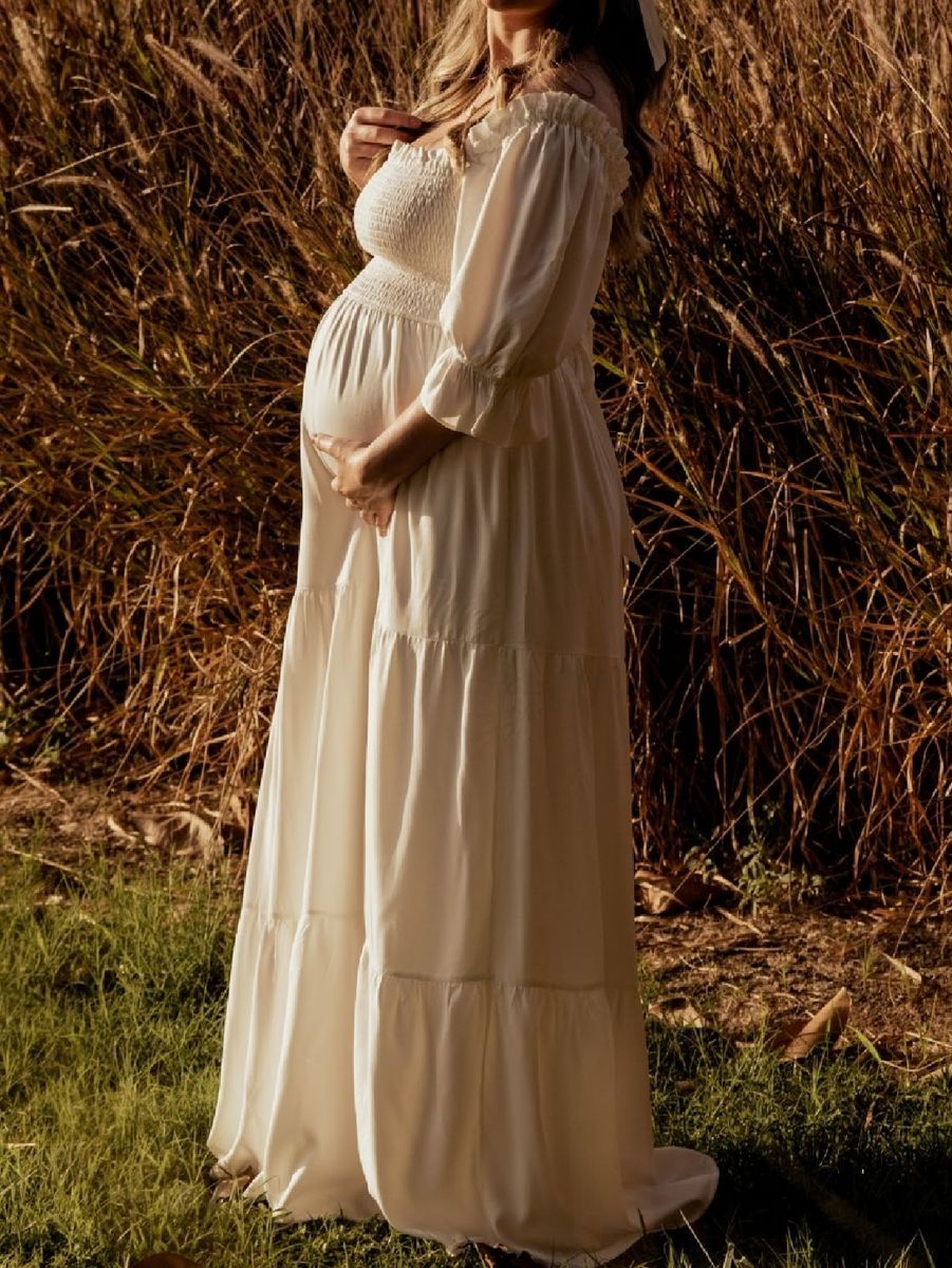Vestido Off White Branco Gestante Marca Useup | Vestido Feminino Use Up ...