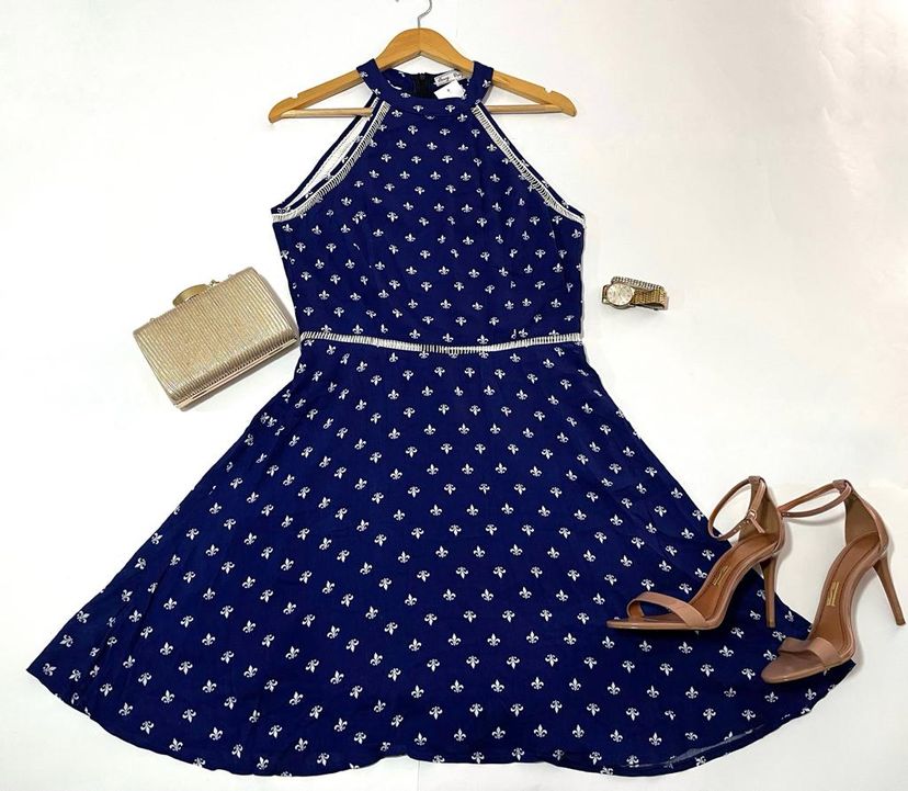 Vestido Rodado Azul Marinho Super Romântico e Elegante! | Vestido ...