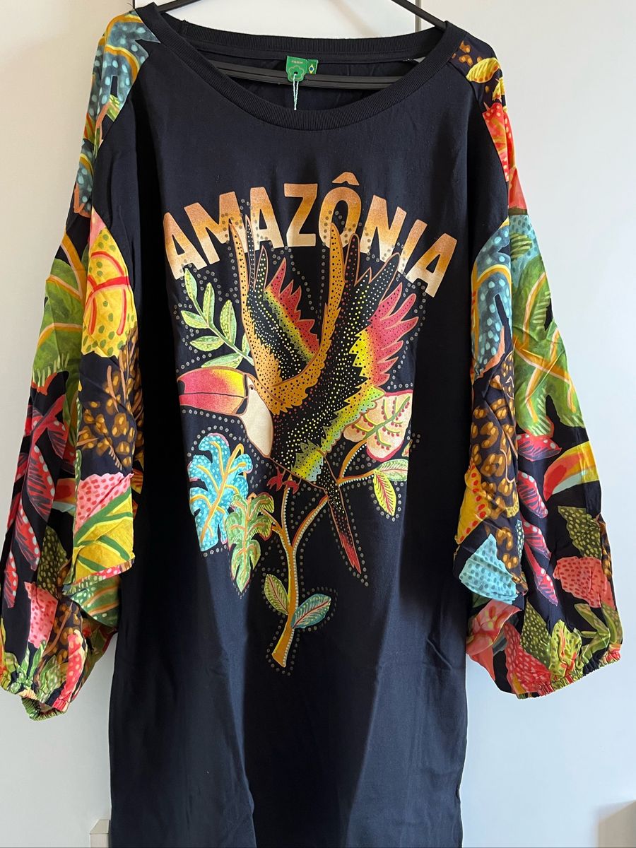 Vestido T -shirt Farm Silk Amazonia Novo | Vestido Feminino Farm Nunca ...
