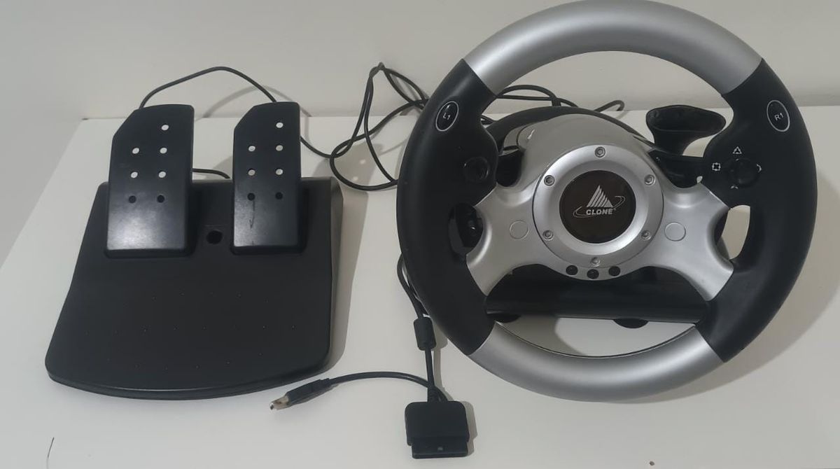 Volante Sport Racing Ps1/ps2/pc - Clone | Acessório p/ Videogame Clone ...