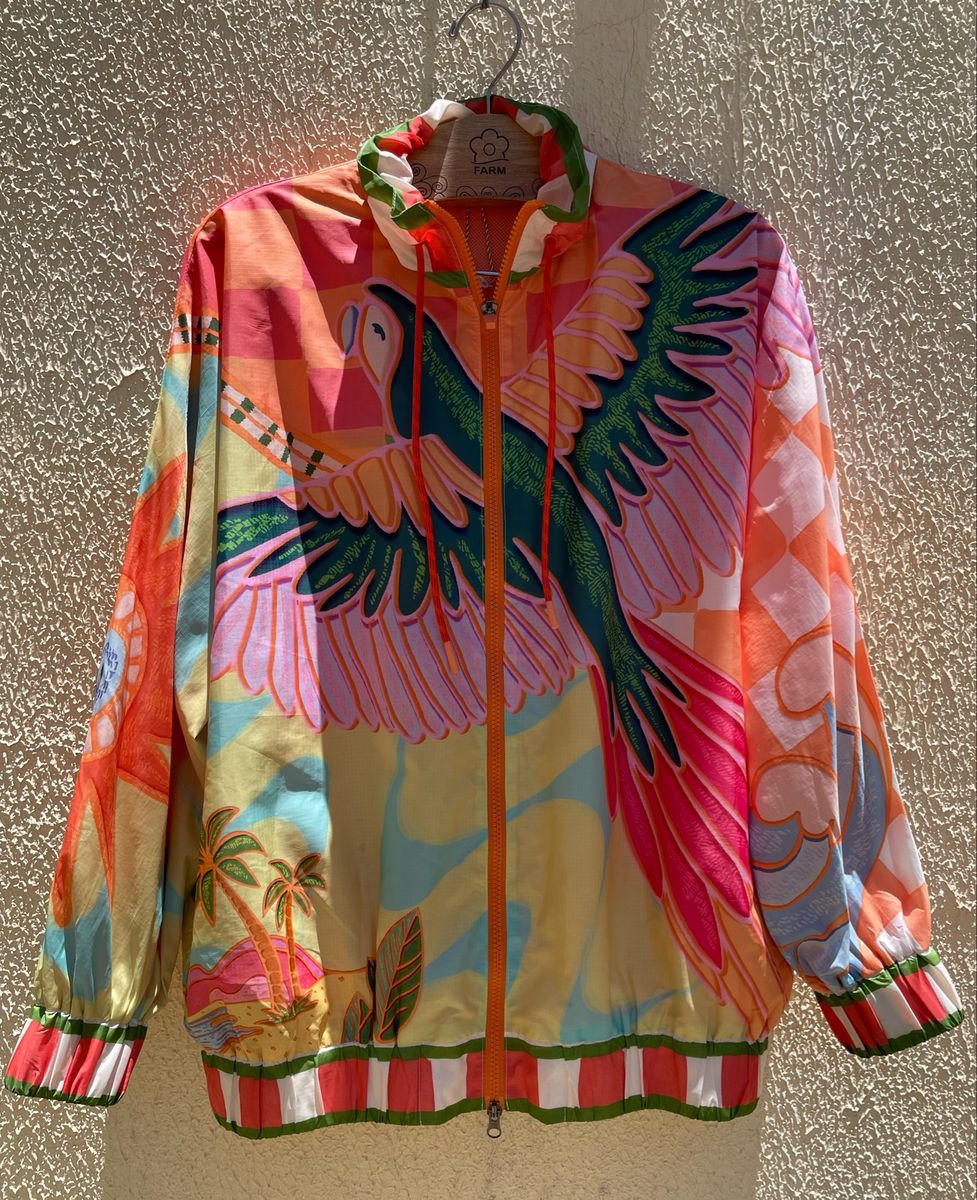 Windbreaker Farm Casa Na Praia | Casaco Feminino Farm Nunca Usado ...