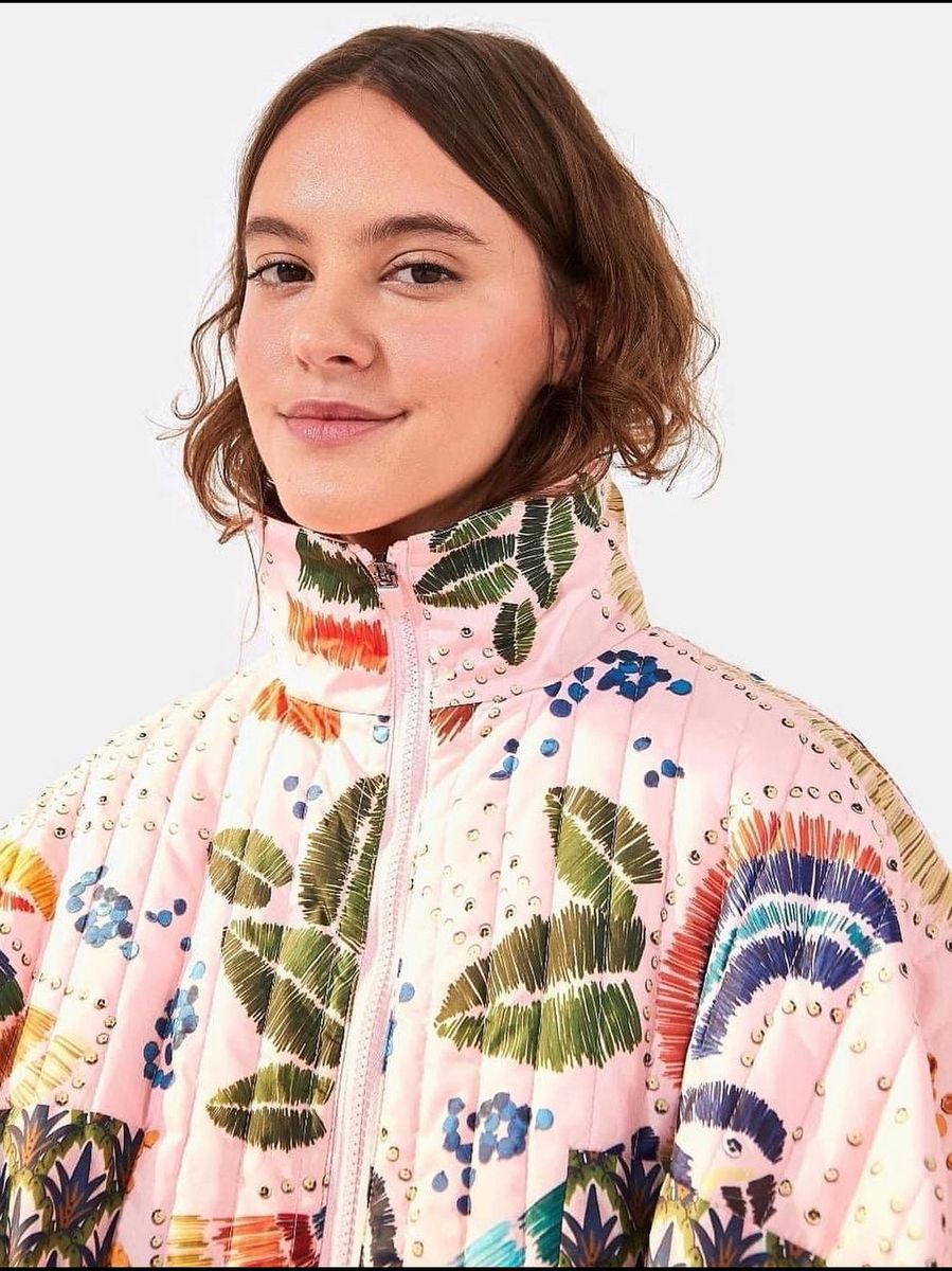 Windbreaker Farm Matelasse Folhagem | Casaco Feminino Farm Nunca Usado ...