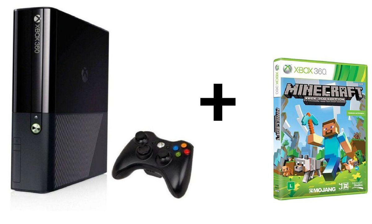 Xbox 369 Super Slim Cor Preta + Minecraft Xbox 360 Edition + Skin ...