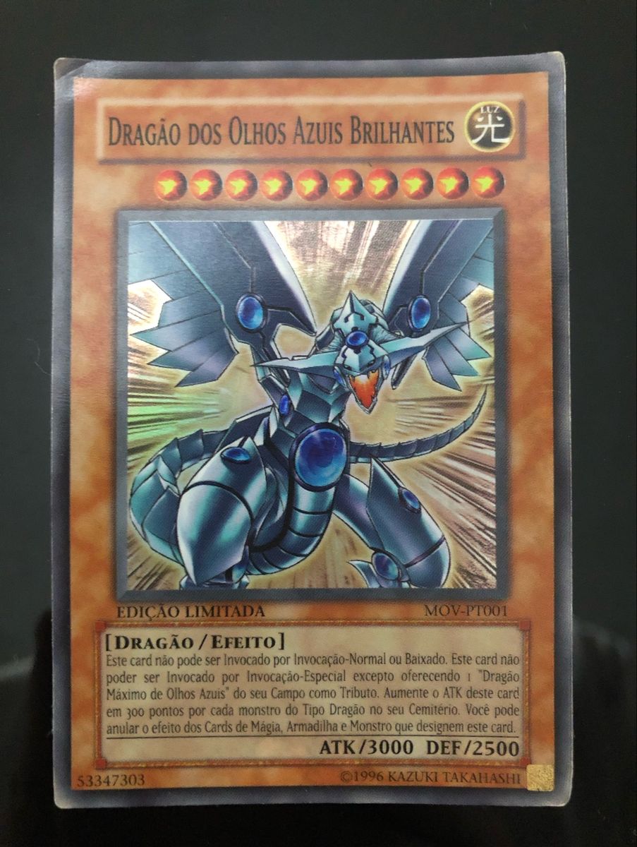 Yugioh Carta Rara Dragão Dos Olhos Azuis Brilhantes Produto Vintage E