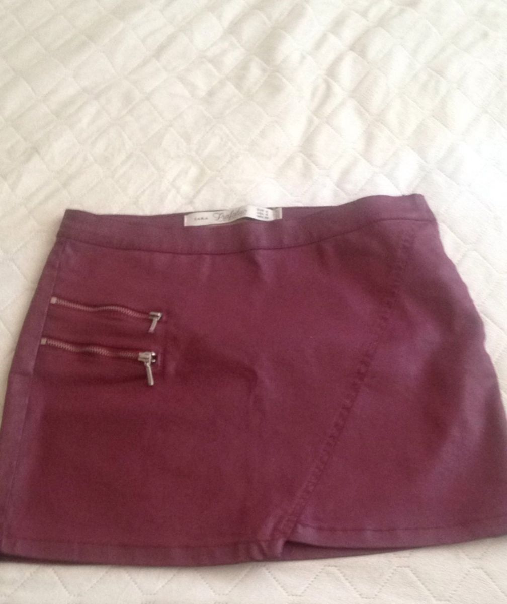 Zara Couro Fake Vinho! | Saia Feminina Zara Nunca Usado 14511586 | enjoei